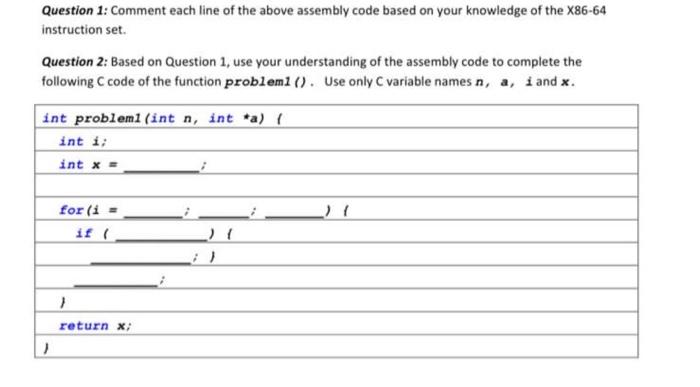 Solved Consider the C function prototype int problemi (int | Chegg.com