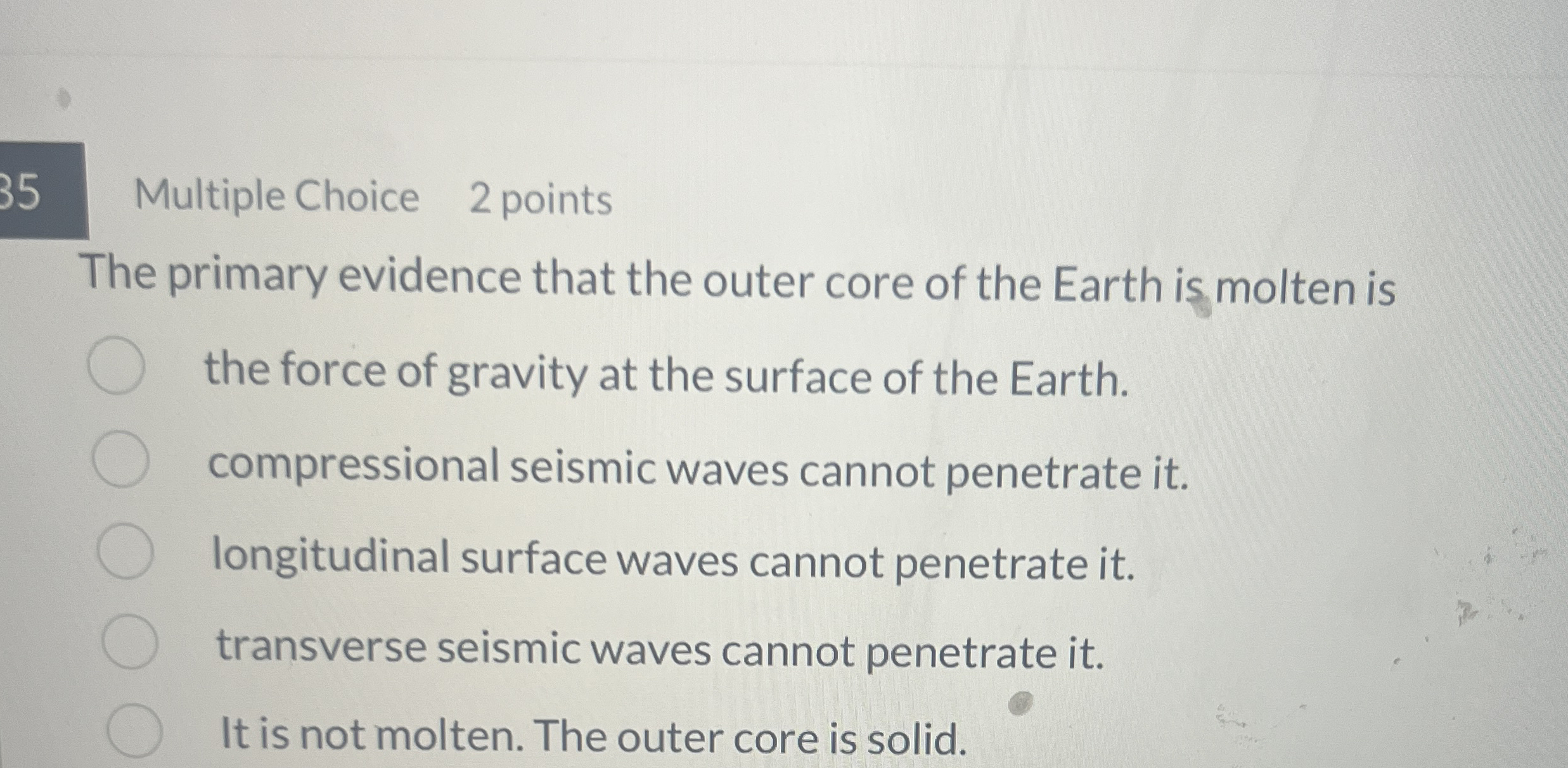Solved 35Multiple Choice2 ﻿pointsThe primary evidence that | Chegg.com