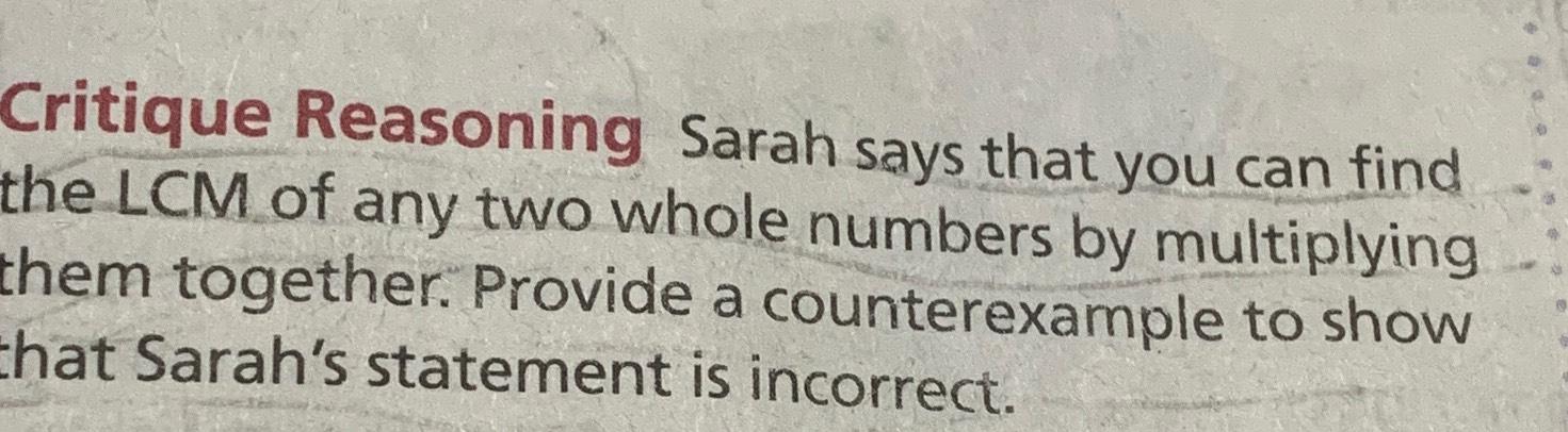 Solved Critique Reasoning Sarah says that you can find the | Chegg.com