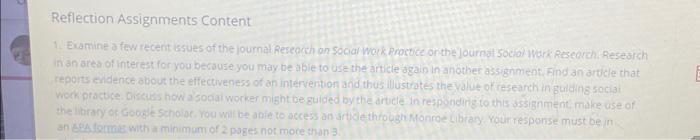 Solved Reflection Assignments Content 1. Examine a few | Chegg.com