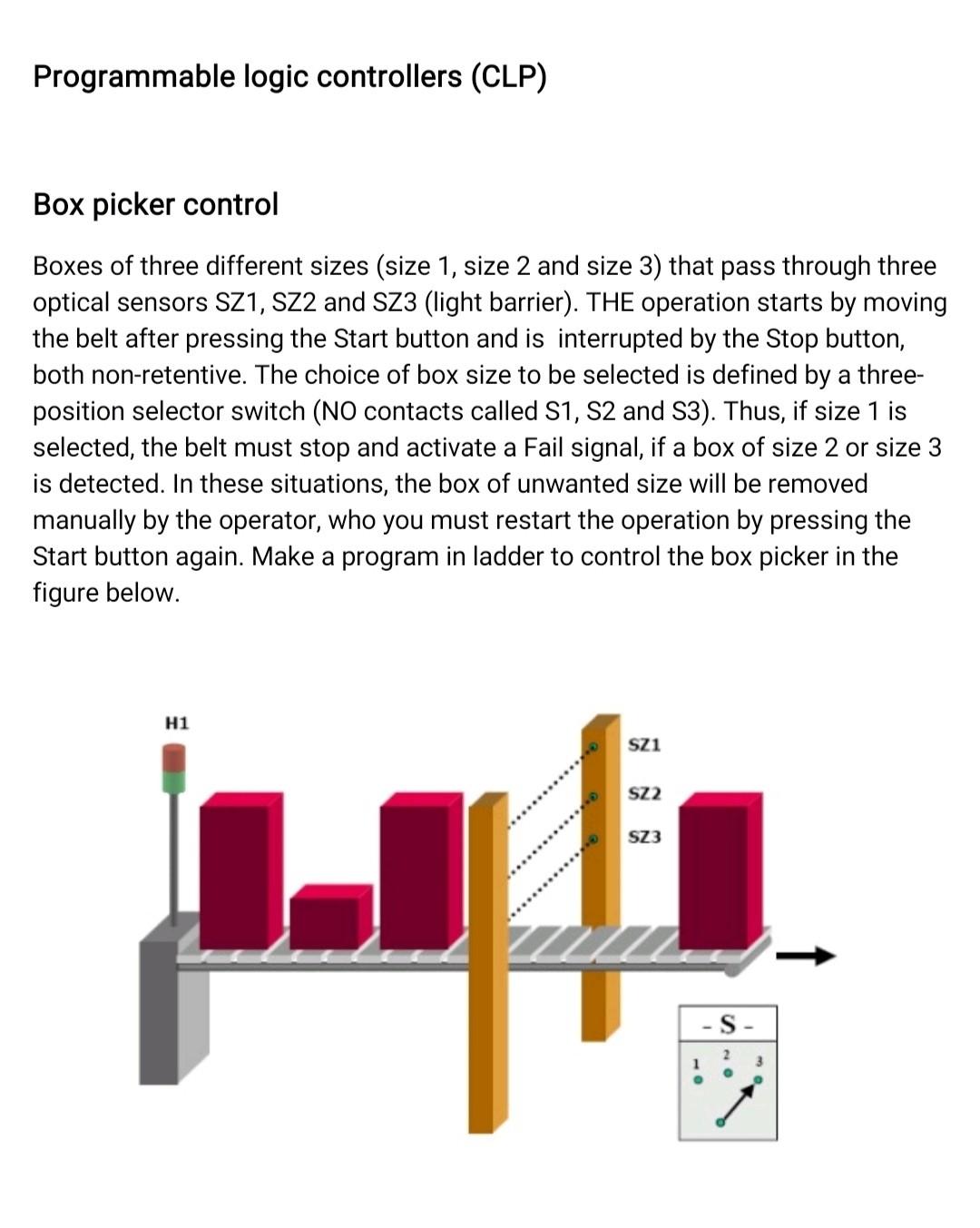 Solved Programmable logic controllers (CLP) Box picker | Chegg.com