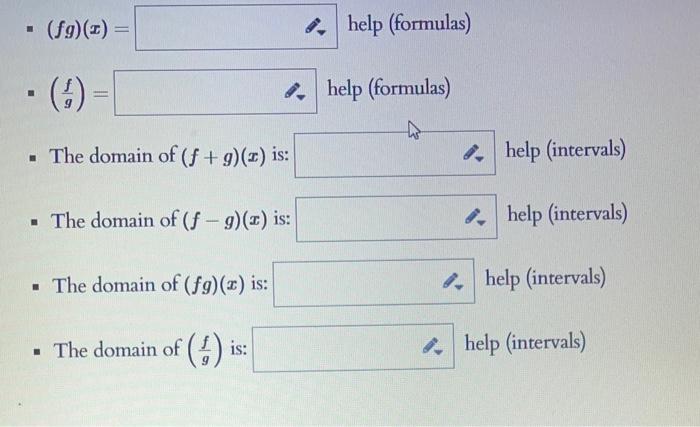 Solved Let f(x)=x2−2x and g(x)=8−x2.- (fg)(x)= help | Chegg.com