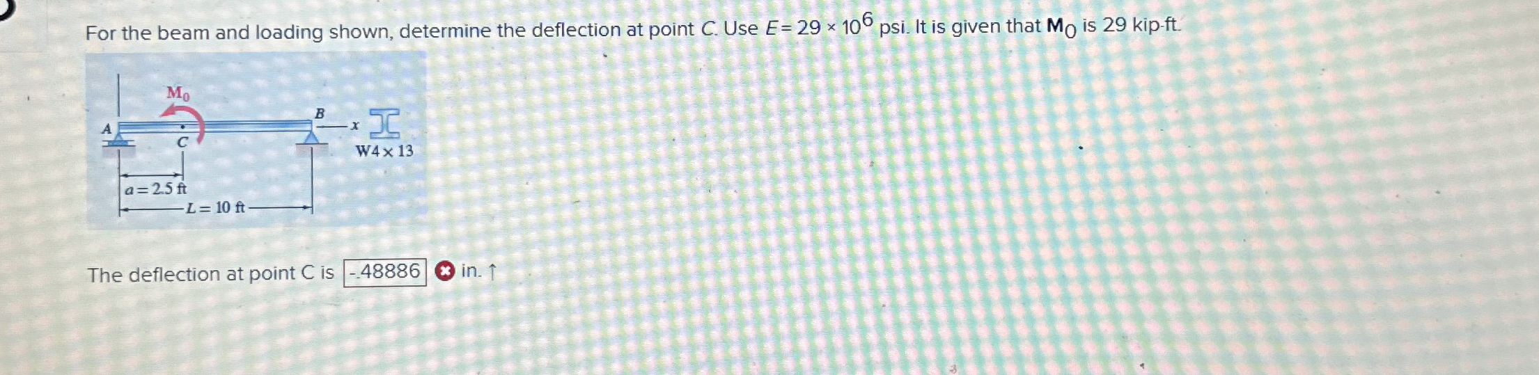 Solved For The Beam And Loading Shown Determine The