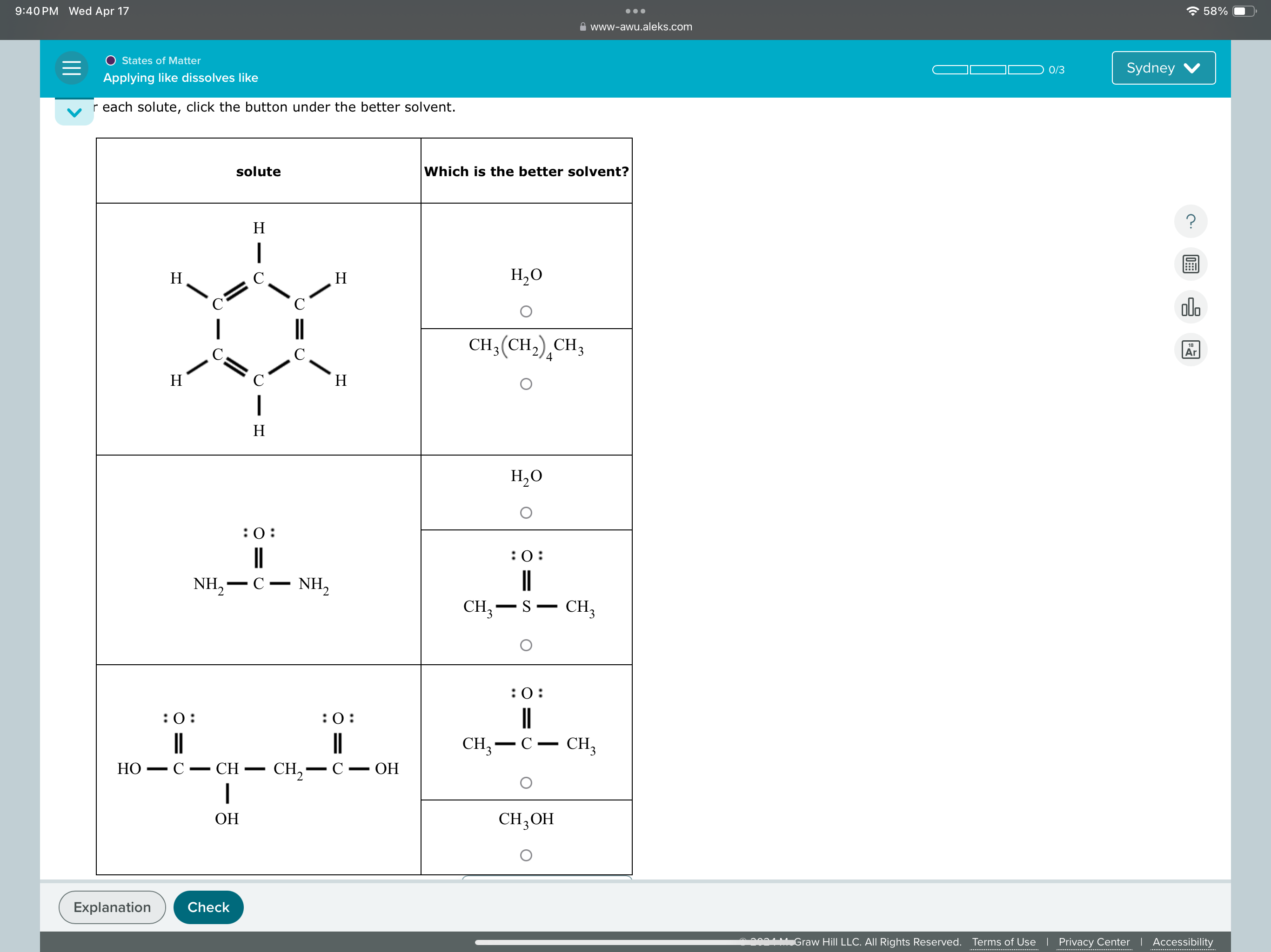 Solved Apply like discoliving like r ﻿each solute, click the | Chegg.com
