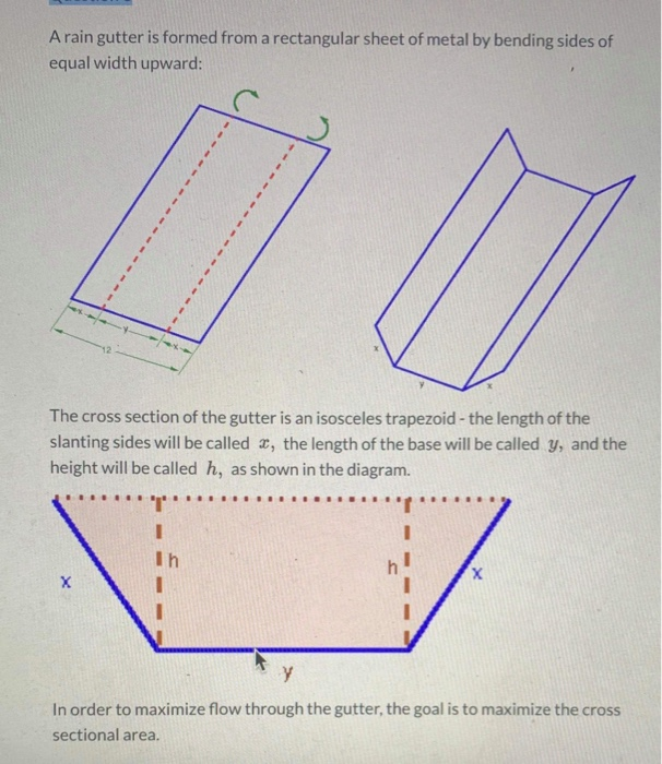 Solved A rain gutter is formed from a rectangular sheet of | Chegg.com