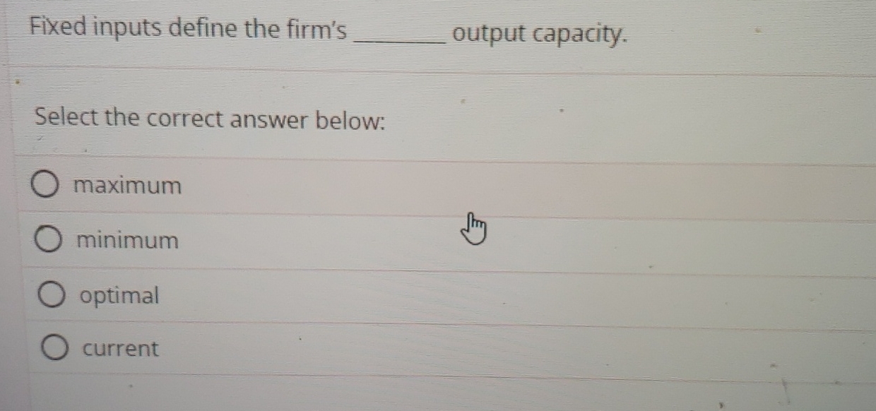 Solved Fixed inputs define the firm's q, ﻿output | Chegg.com