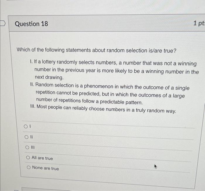 Solved Which of the following statements about random | Chegg.com
