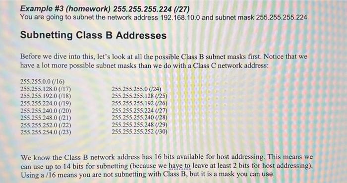 Solved Example \#3 (homework) 255.255.255.224 (/27) You are | Chegg.com