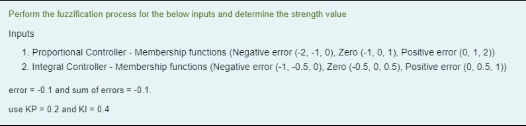 Solved Perform the fuzzification process for the below | Chegg.com