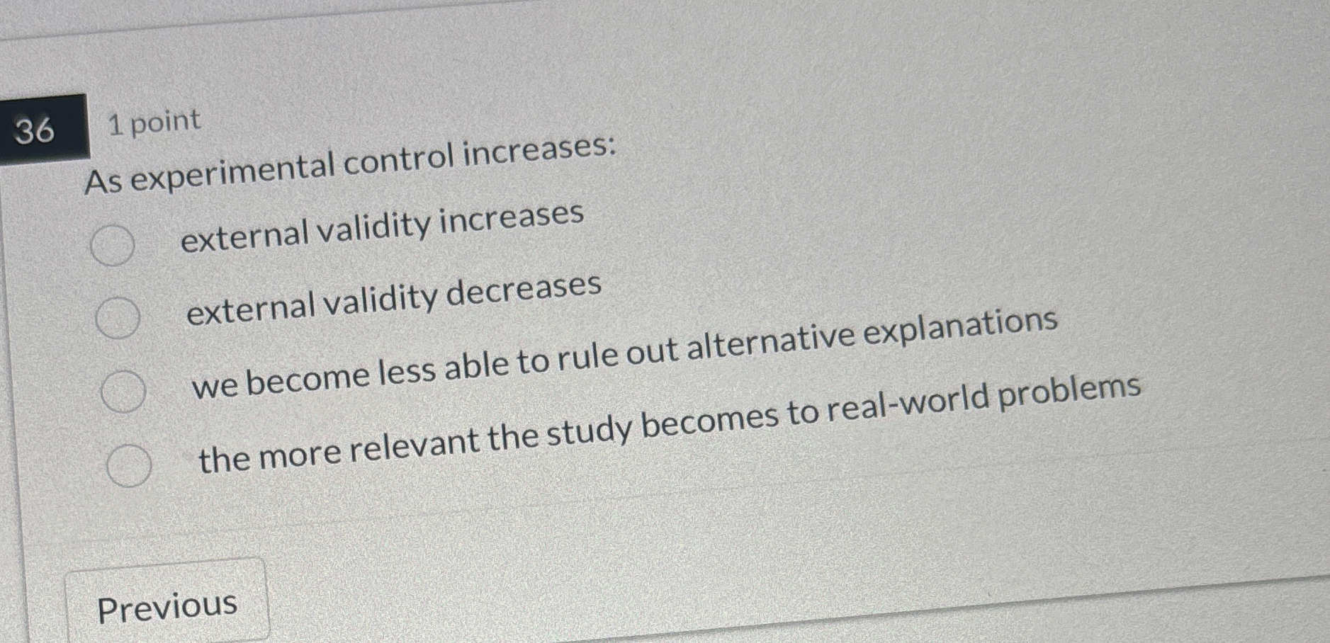 Solved 361 ﻿pointAs experimental control increases:external | Chegg.com