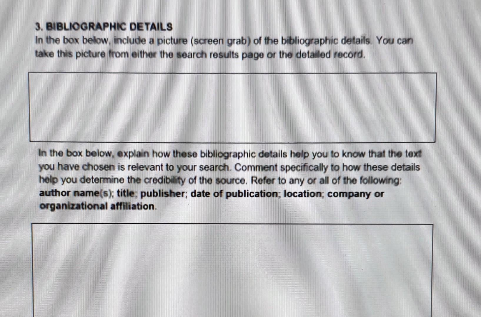 3. BIBLIOGRAPHIC DETAILS In the box below, include a | Chegg.com
