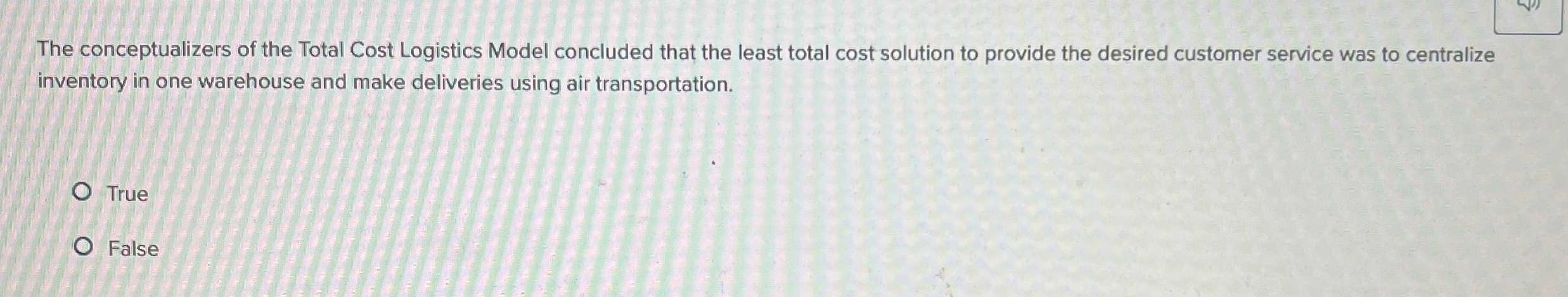 Solved The conceptualizers of the Total Cost Logistics Model | Chegg.com