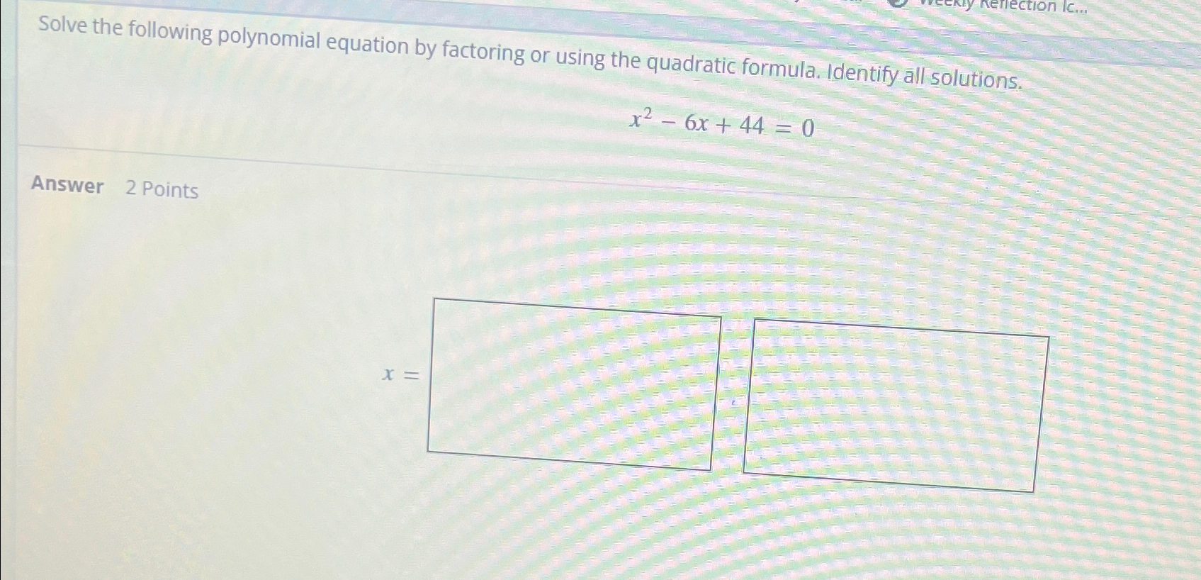 Solved Solve the following polynomial equation by factoring | Chegg.com