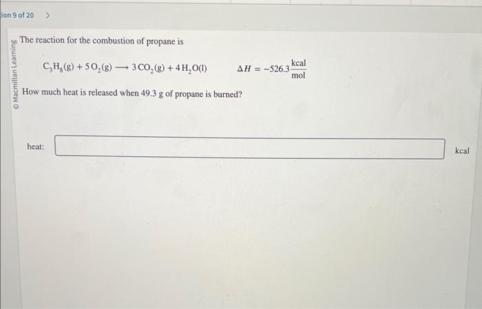 Solved The reaction for the combustion of propane is C3H8( | Chegg.com