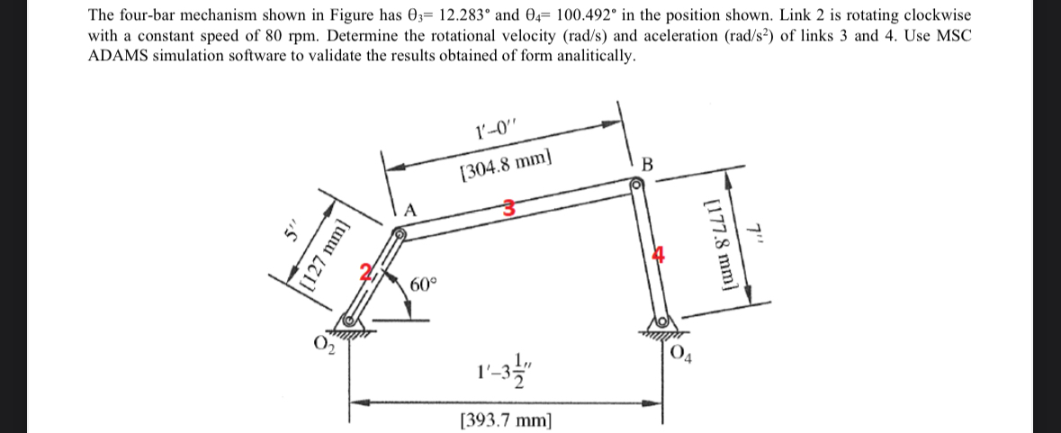 Solved The four-bar mechanism shown in Figure has θ3=12.283° | Chegg.com