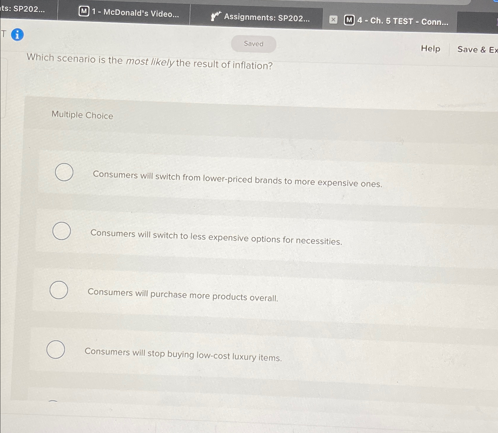 Solved HelpSave & ExWhich scenario is the most likely the | Chegg.com