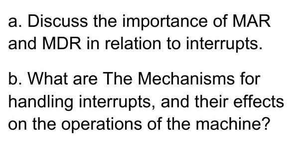 Solved a. Discuss the importance of MAR and MDR in relation | Chegg.com