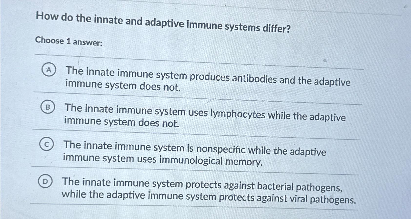 Solved How do the innate and adaptive immune systems | Chegg.com