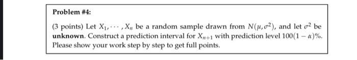 Solved Problem \#4: (3 points) Let X1,⋯,Xn be a random | Chegg.com