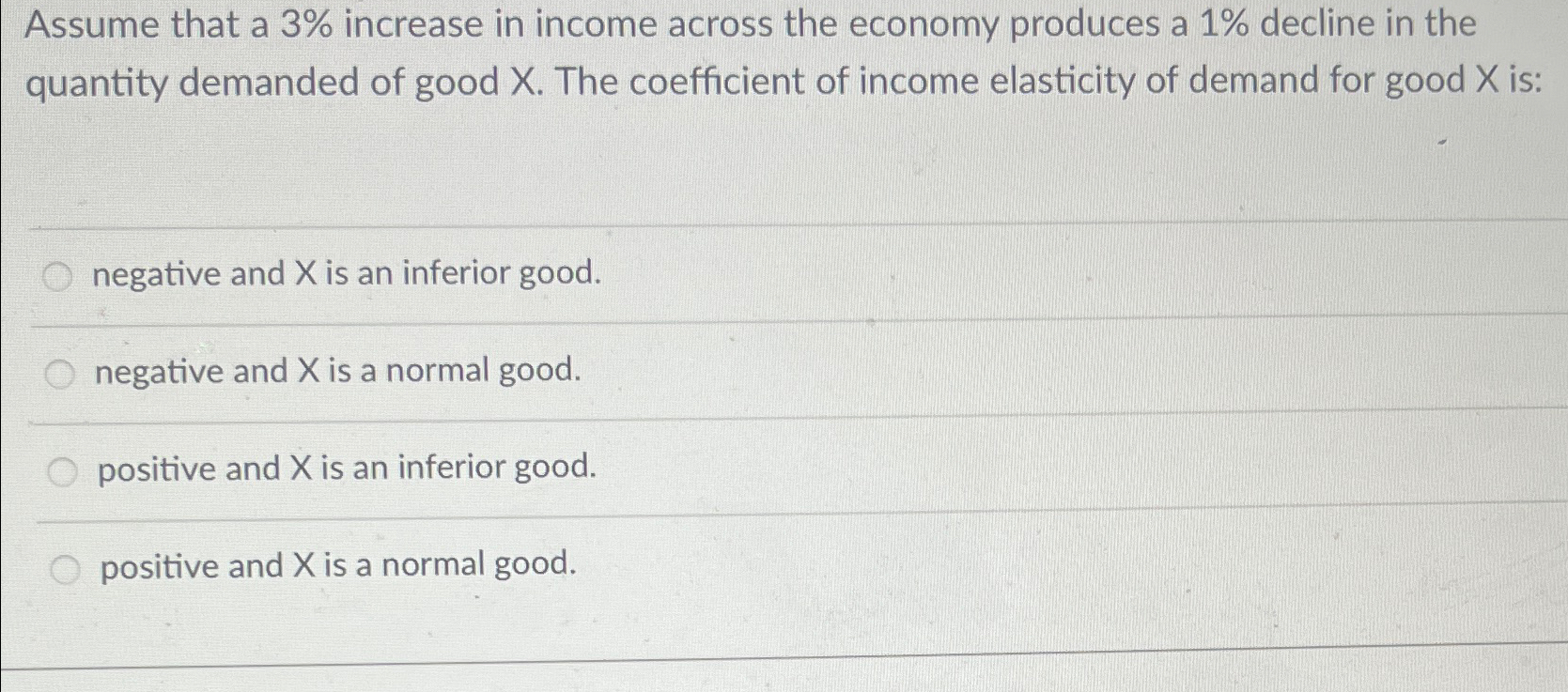 Solved Assume that a 3% ﻿increase in income across the | Chegg.com