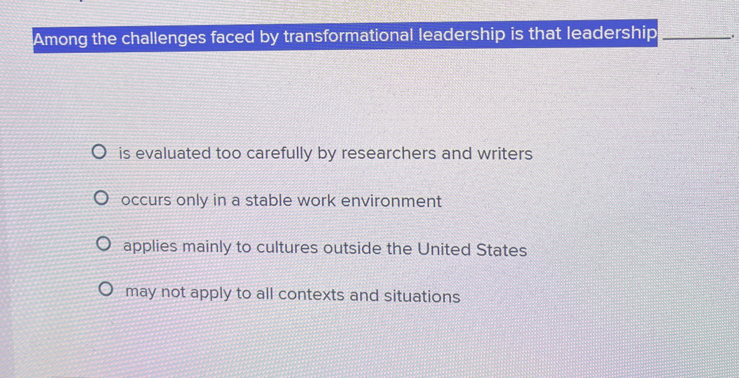 High Quality SOLUTION Among the challenges faced by transformational | Chegg.com