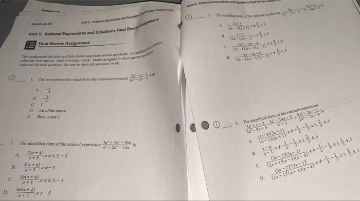 Solved 1. The united for 41-19 Unit 5: Rational Expressions | Chegg.com