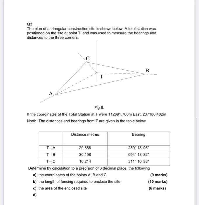 Solved Q3 The plan of a triangular construction site is | Chegg.com
