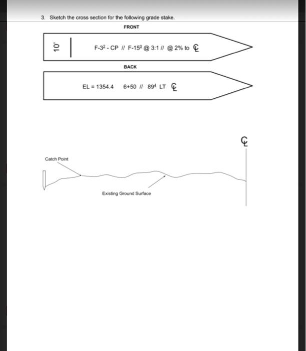 3. Sketch the cross section for the following grade | Chegg.com
