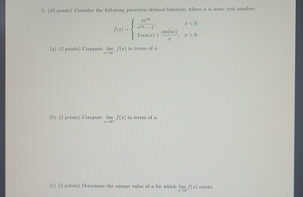 Solved 2. (10 points) Consider the following | Chegg.com