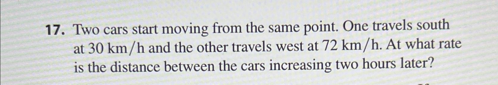 Solved Two cars start moving from the same point. One | Chegg.com