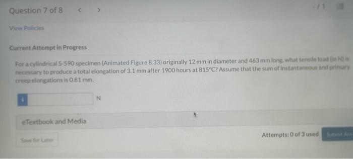 Solved Current Attempt in Progress For a cylindrical 5−590 | Chegg.com
