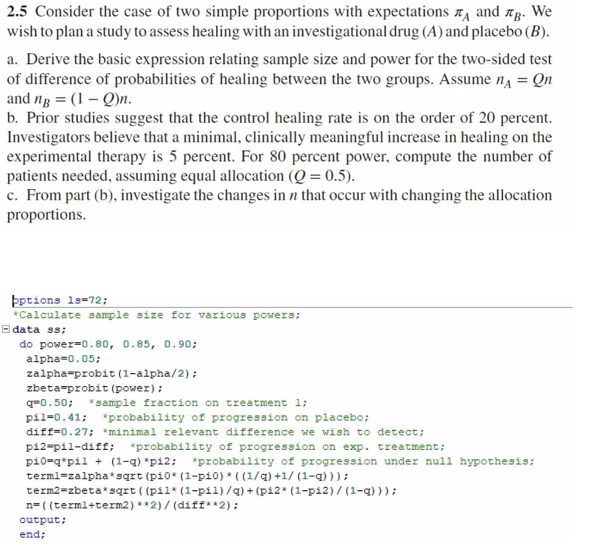 How would I edit this SAS code to solve this question | Chegg.com