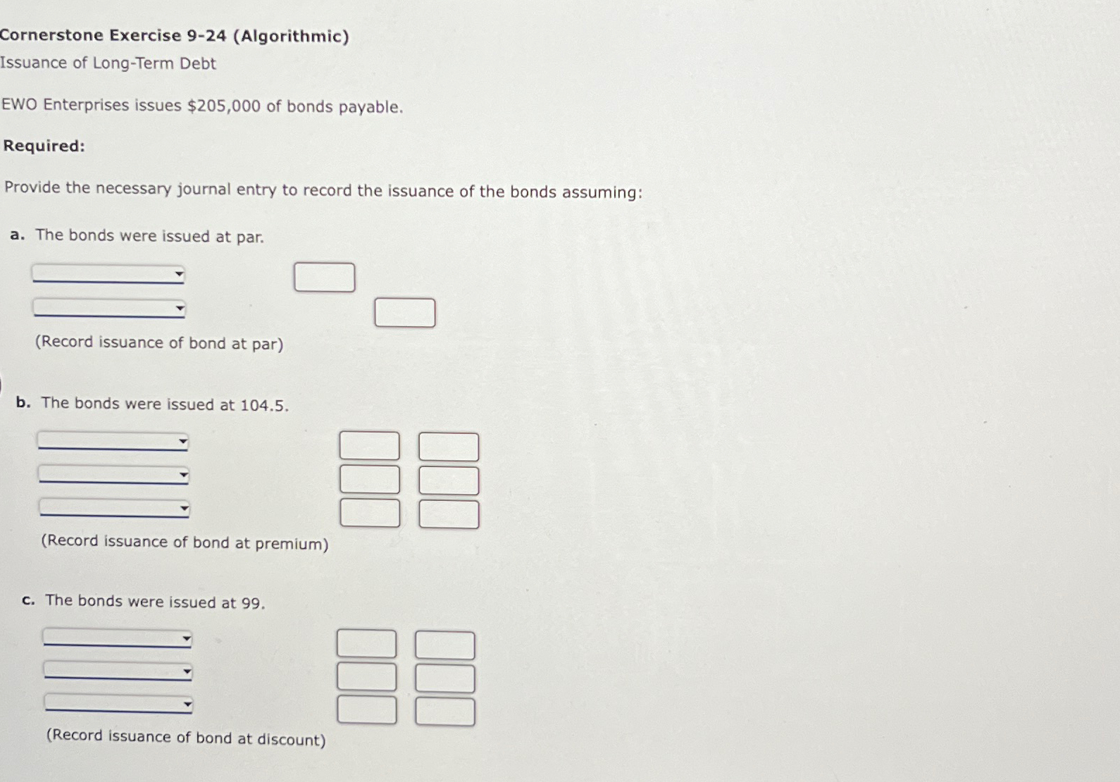 Solved Cornerstone Exercise 9-24 (Algorithmic)Issuance of | Chegg.com