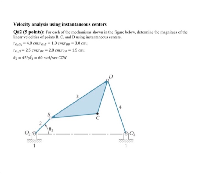 Solved Velocity analysis using instantaneous centers Q#2 (5 | Chegg.com