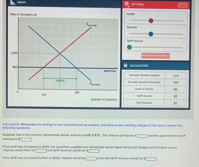 Instructions: Manipulate the settings in the | Chegg.com