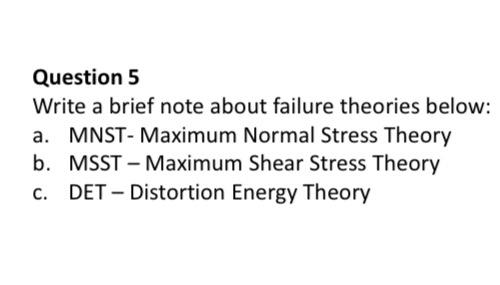 Solved Question 5 Write a brief note about failure theories | Chegg.com