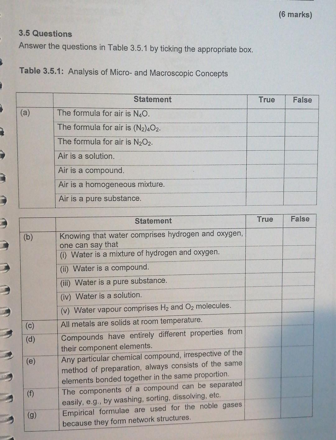 Solved 3.5 Questions Answer the questions in Table 3.5.1 by | Chegg.com