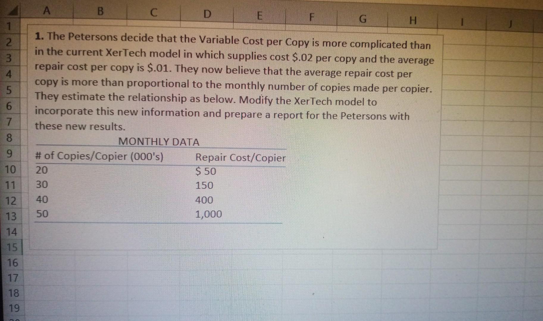 Solved 1. The Petersons decide that the Variable Cost per | Chegg.com