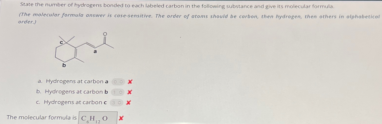 Solved State the number of hydrogens bonded to each labeled | Chegg.com