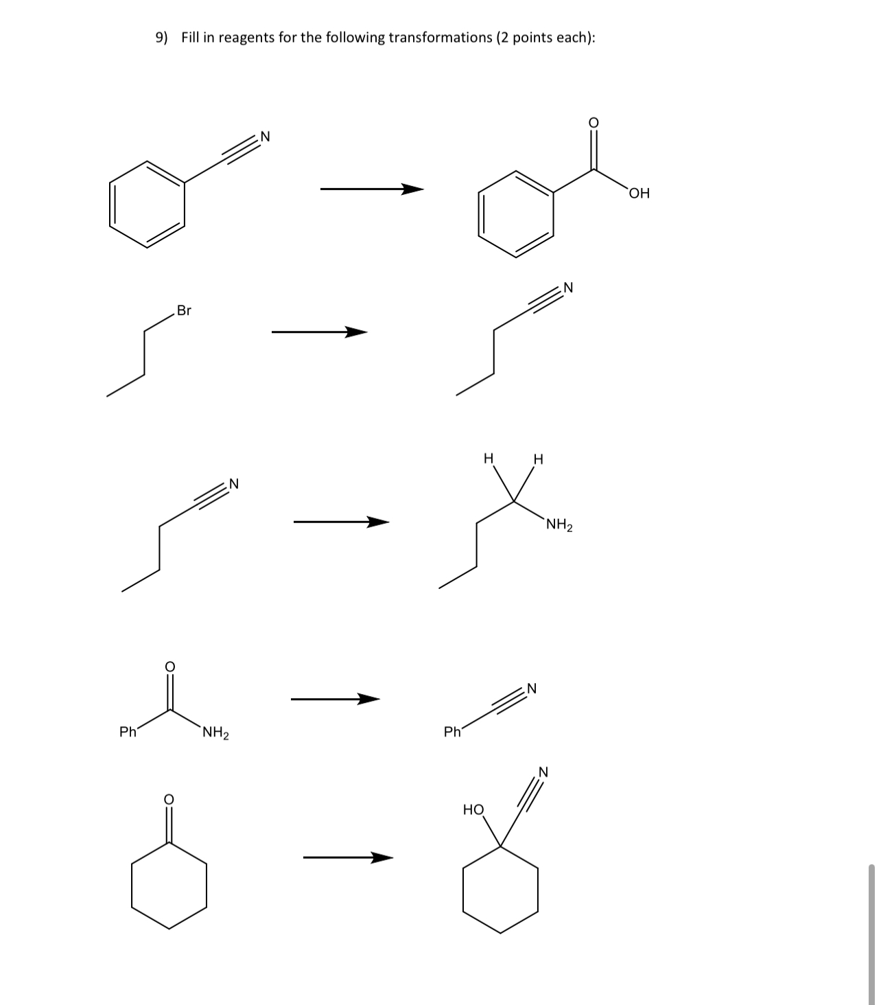 Solved Fill in reagents for the following transformations | Chegg.com