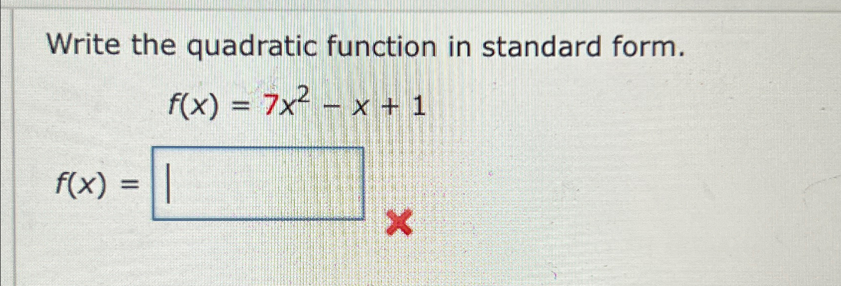 Solved Write the quadratic function in standard | Chegg.com