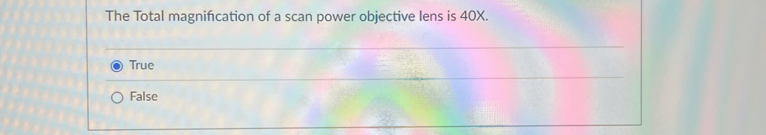 Solved The Total magnification of a scan power objective | Chegg.com