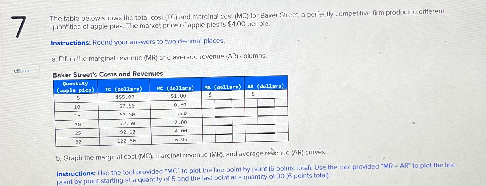 Solved The table below shows the total cost (TC) ﻿and | Chegg.com