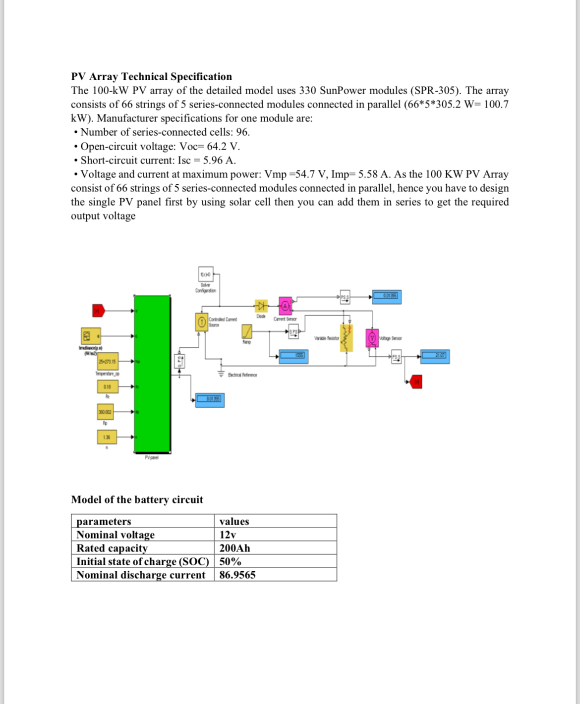 PV Array Technical SpecificationThe 100-kW PV array | Chegg.com
