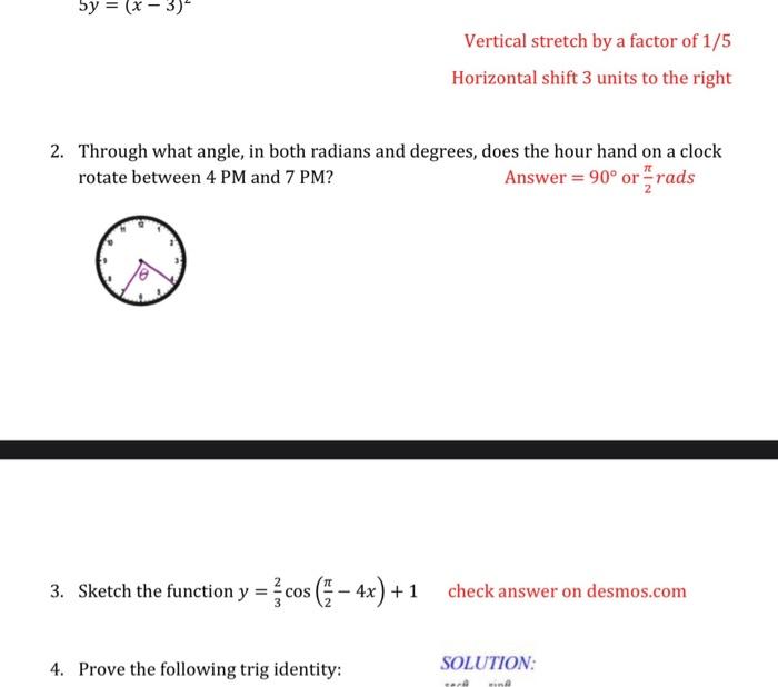 Solved Vertical stretch by a factor of 1/5 Horizontal shift | Chegg.com