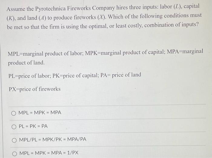 Solved According to the output effect of a factor price | Chegg.com