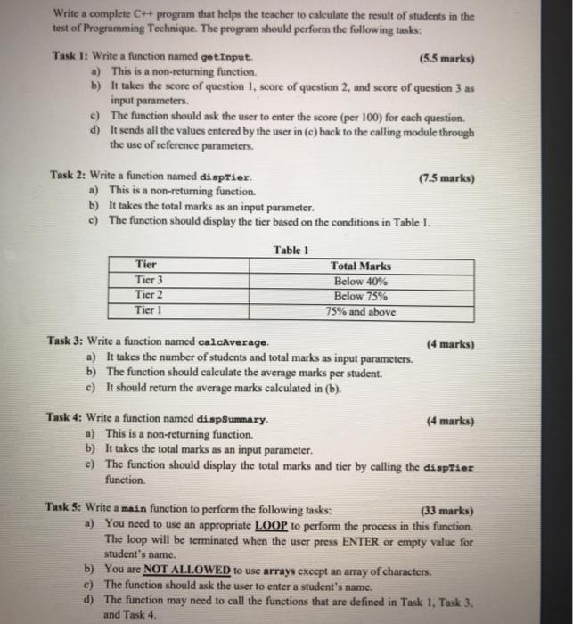 Solved Write a complete C++ program that helps the teacher | Chegg.com