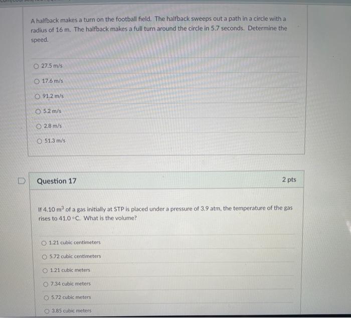 Solved A halfpack makes a turn on the football field. The | Chegg.com