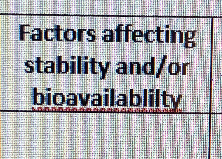 Solved Factors affecting stability and/or bioavailablilty | Chegg.com