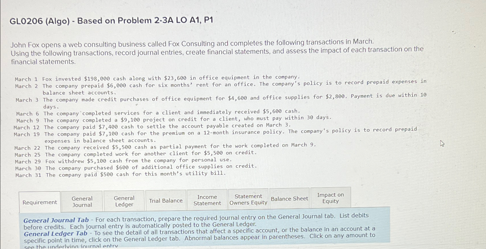 Solved GL0206 (Algo) - ﻿Based on Problem 2-3A LO A1, ﻿P1John | Chegg.com